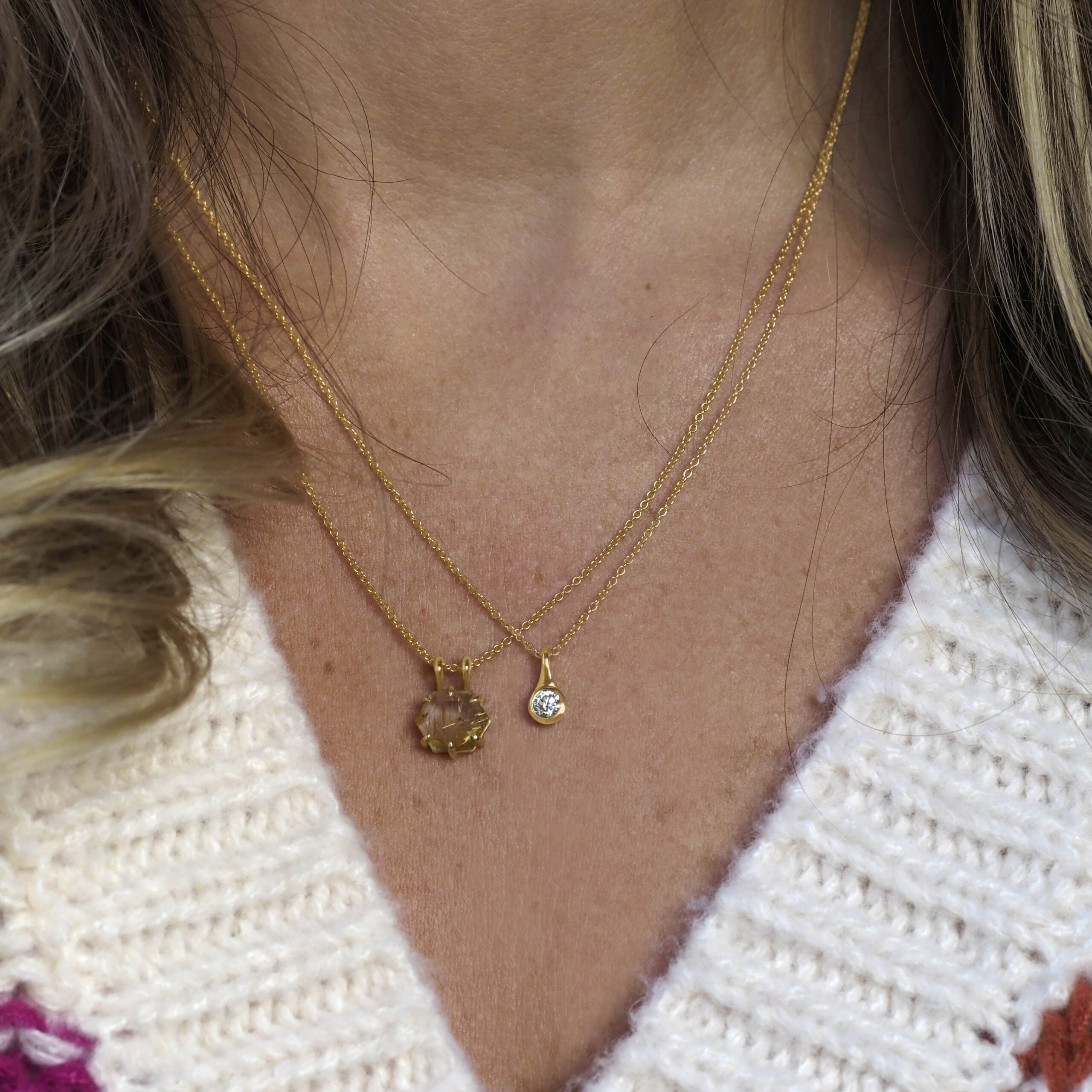 Single Diamond Capsule Necklace - Emily Chelsea