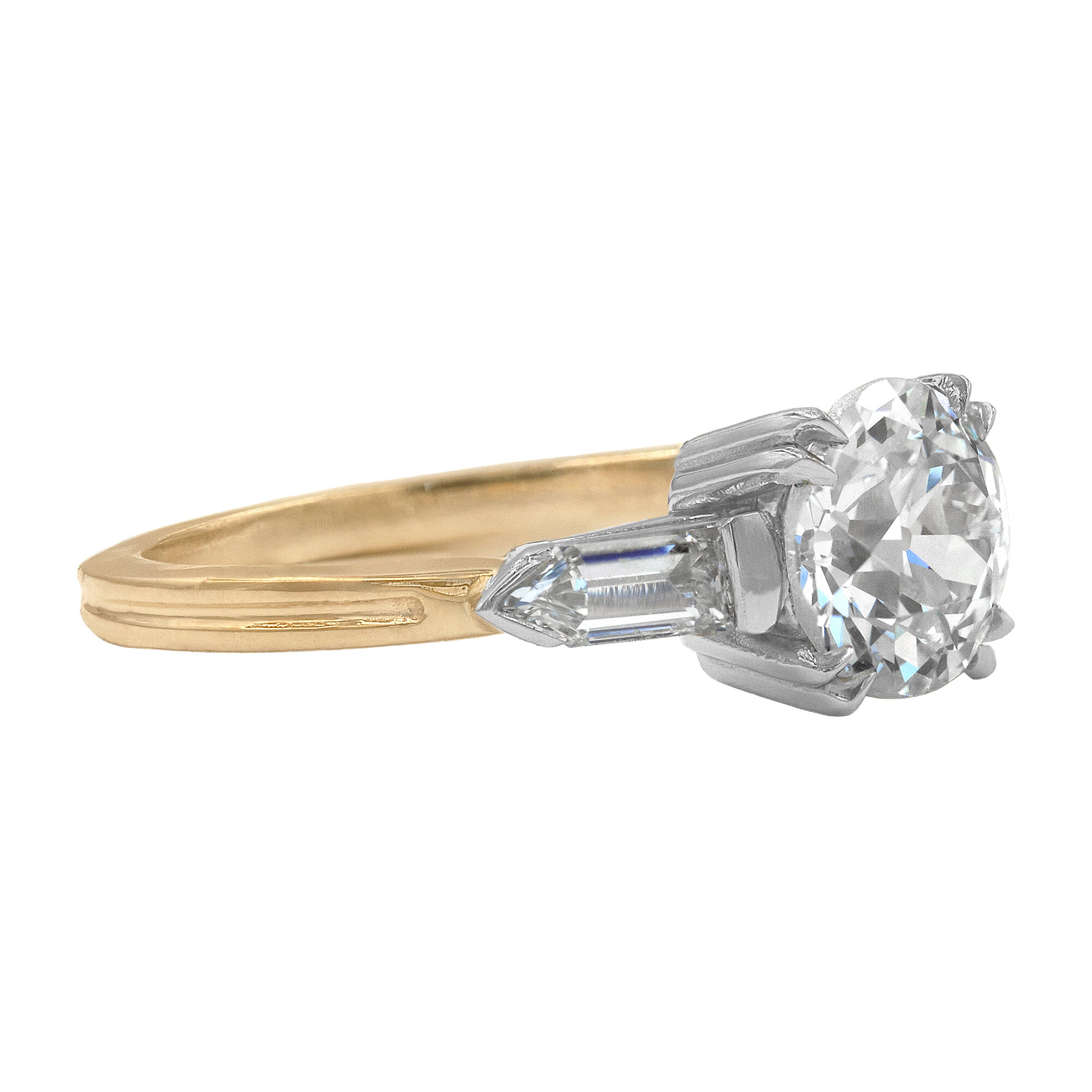 Custom Two Toned Engagement Ring with Bullet Sides - Emily Chelsea