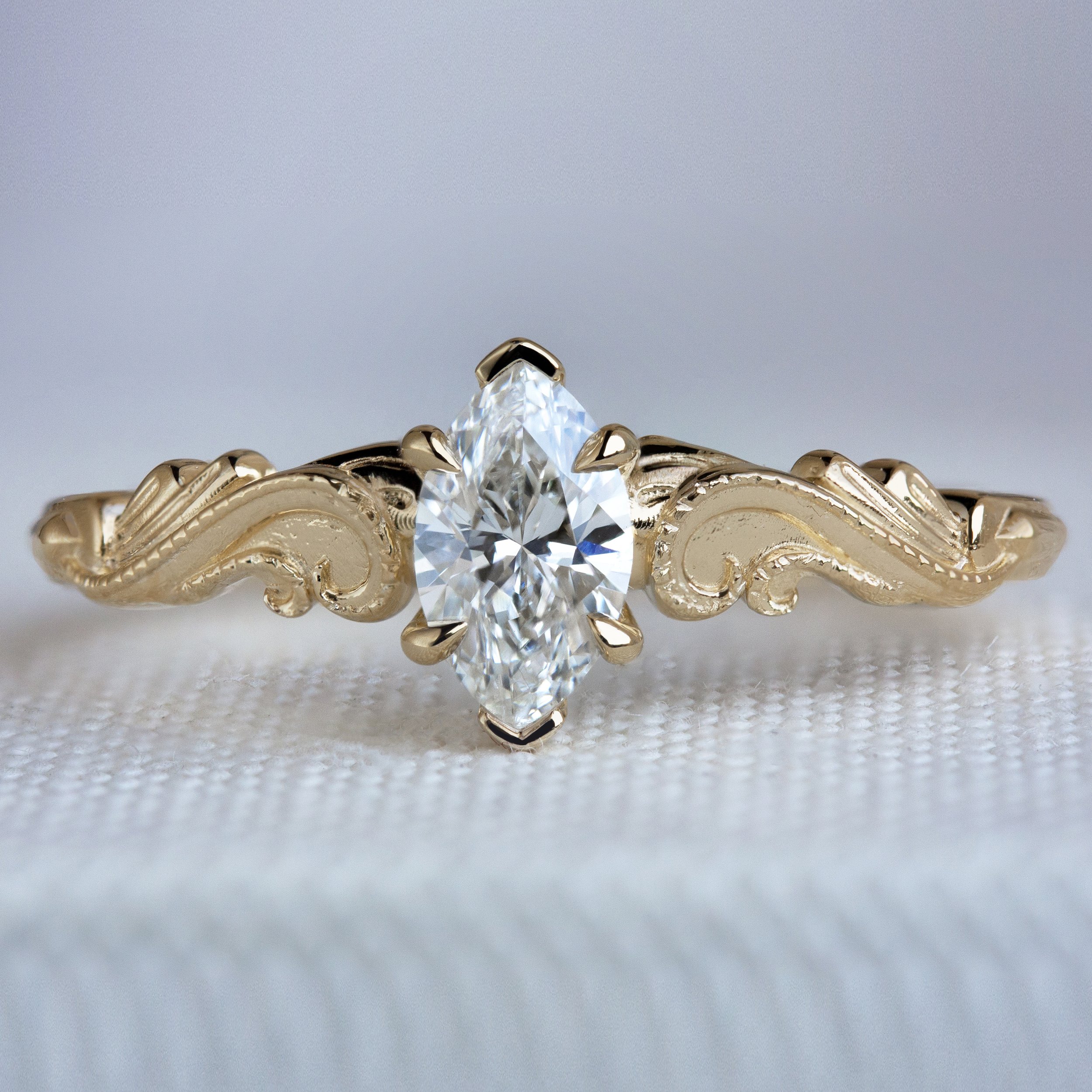 Marquise Filigree Swirl Ring - Emily Chelsea