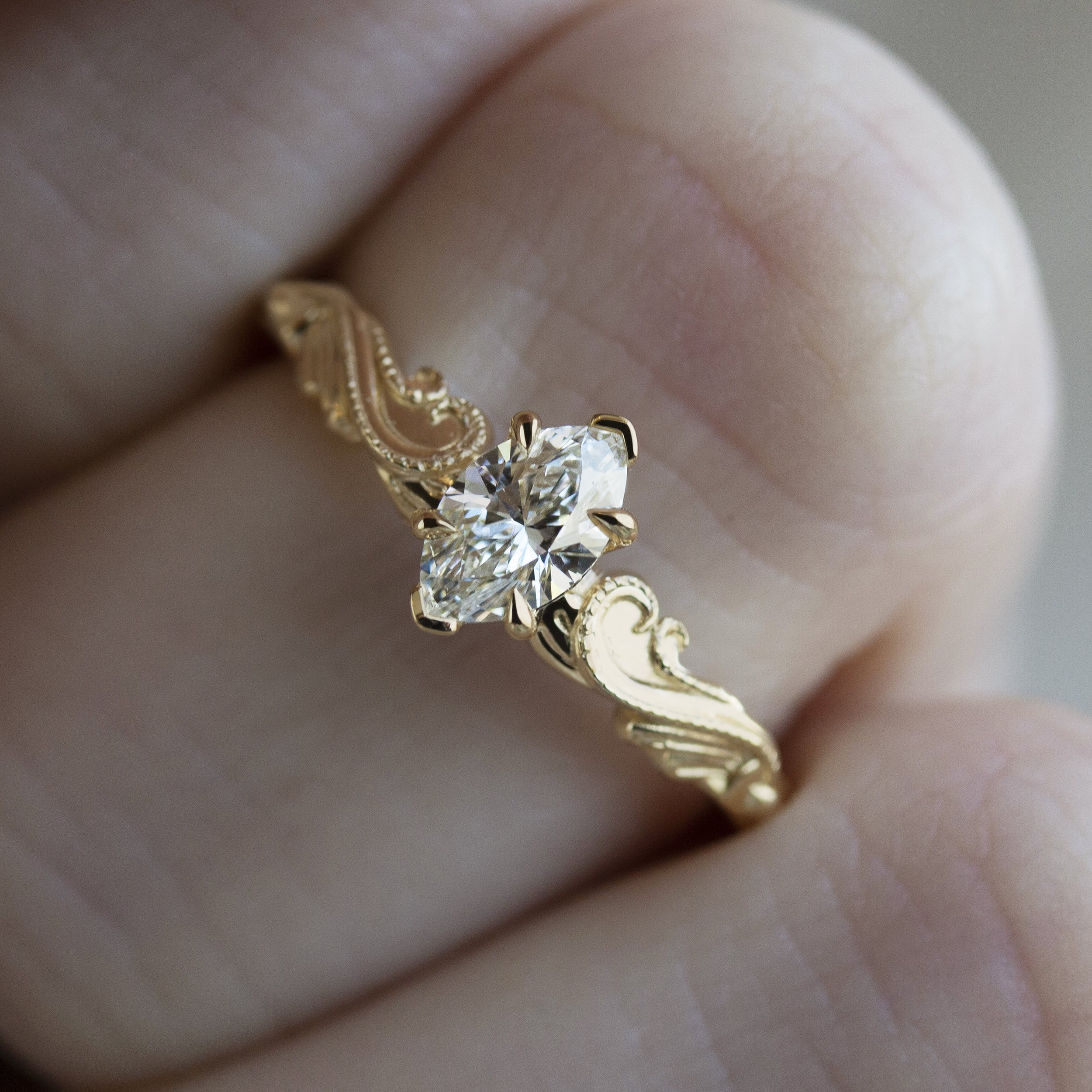 Marquise Filigree Swirl Ring - Emily Chelsea