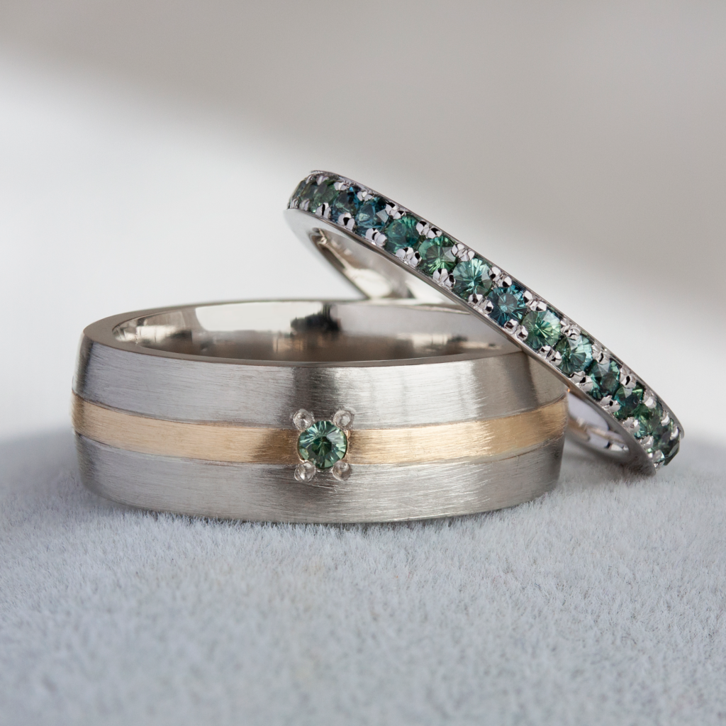 Two Toned Sapphire Wedding Band - Emily Chelsea