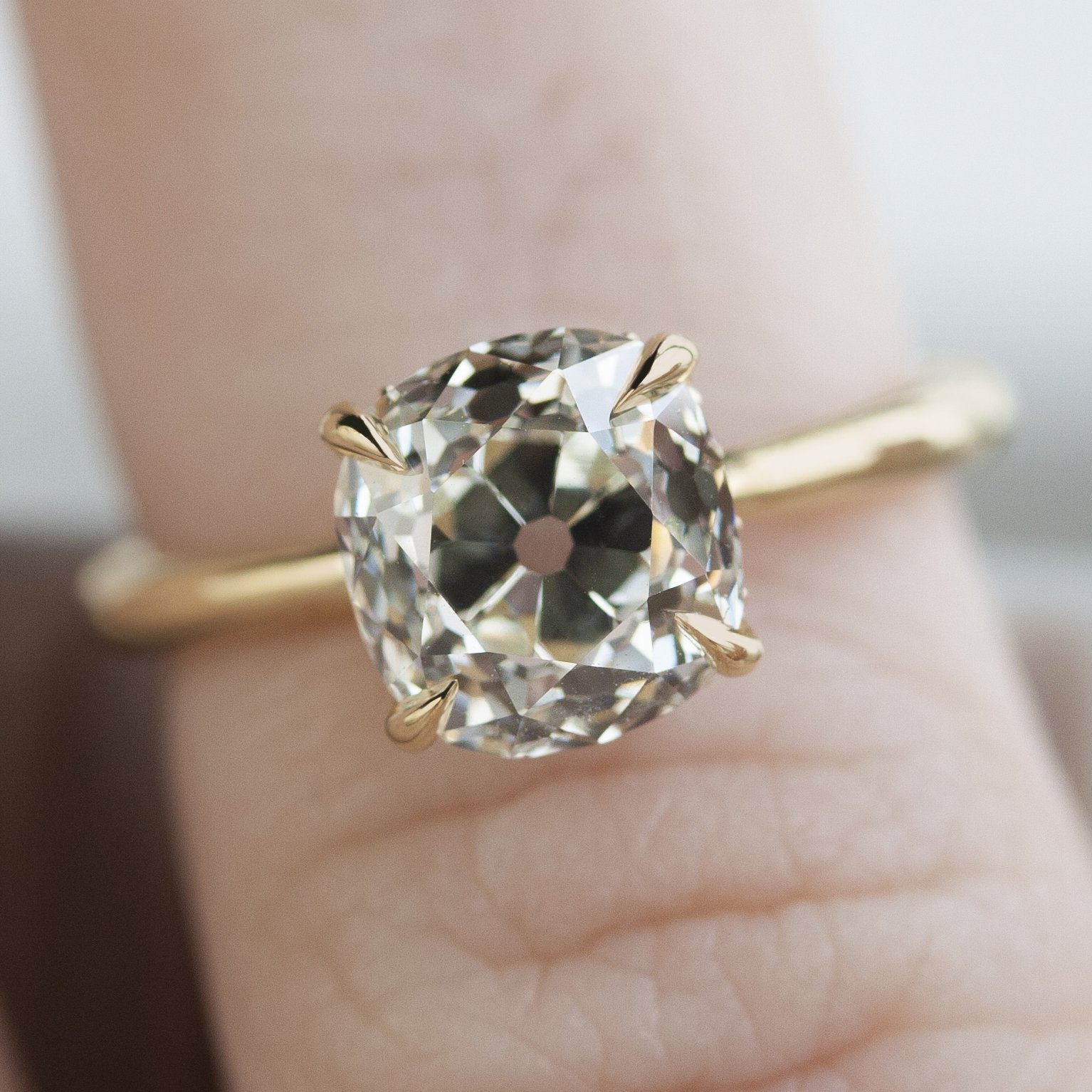Custom Old Mine Cut Diamond Solitaire - Emily Chelsea