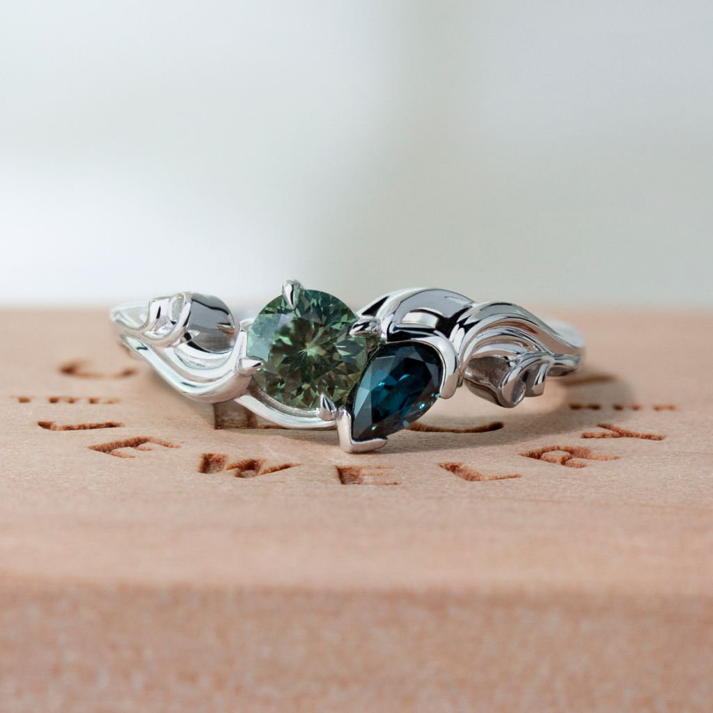 Custom Two Stone Wave Ring - Emily Chelsea