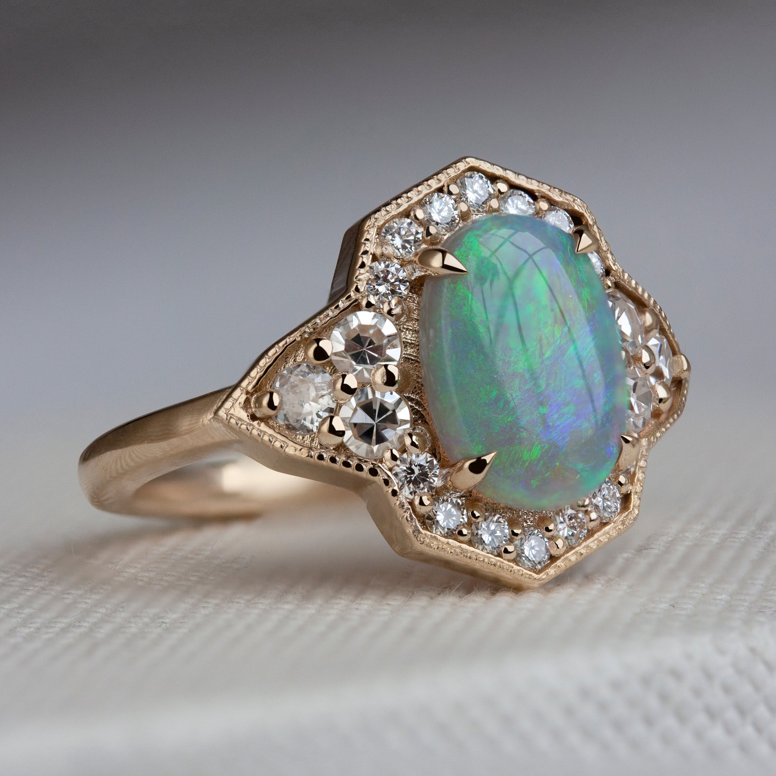 Custom Opal Shield Ring - Emily Chelsea