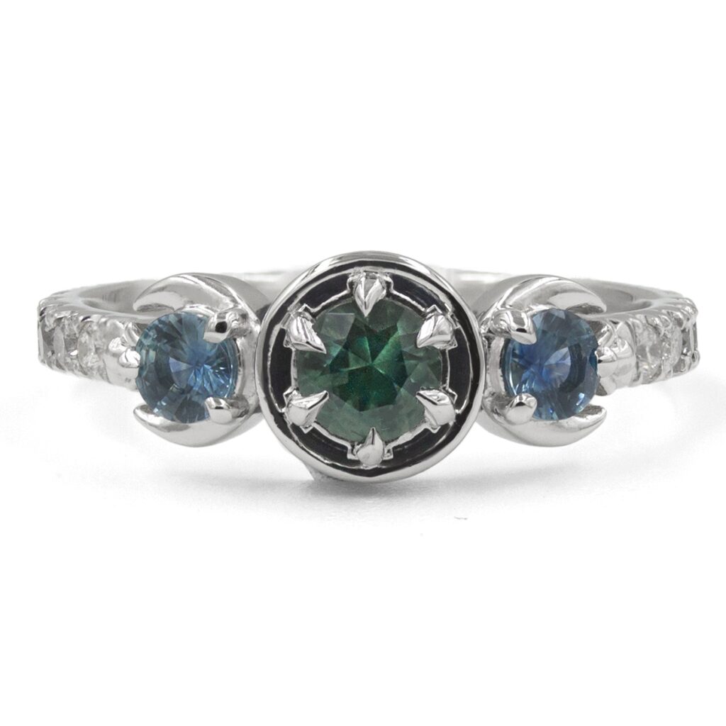 Custom Sapphire Hand Engraved Ring - Emily Chelsea