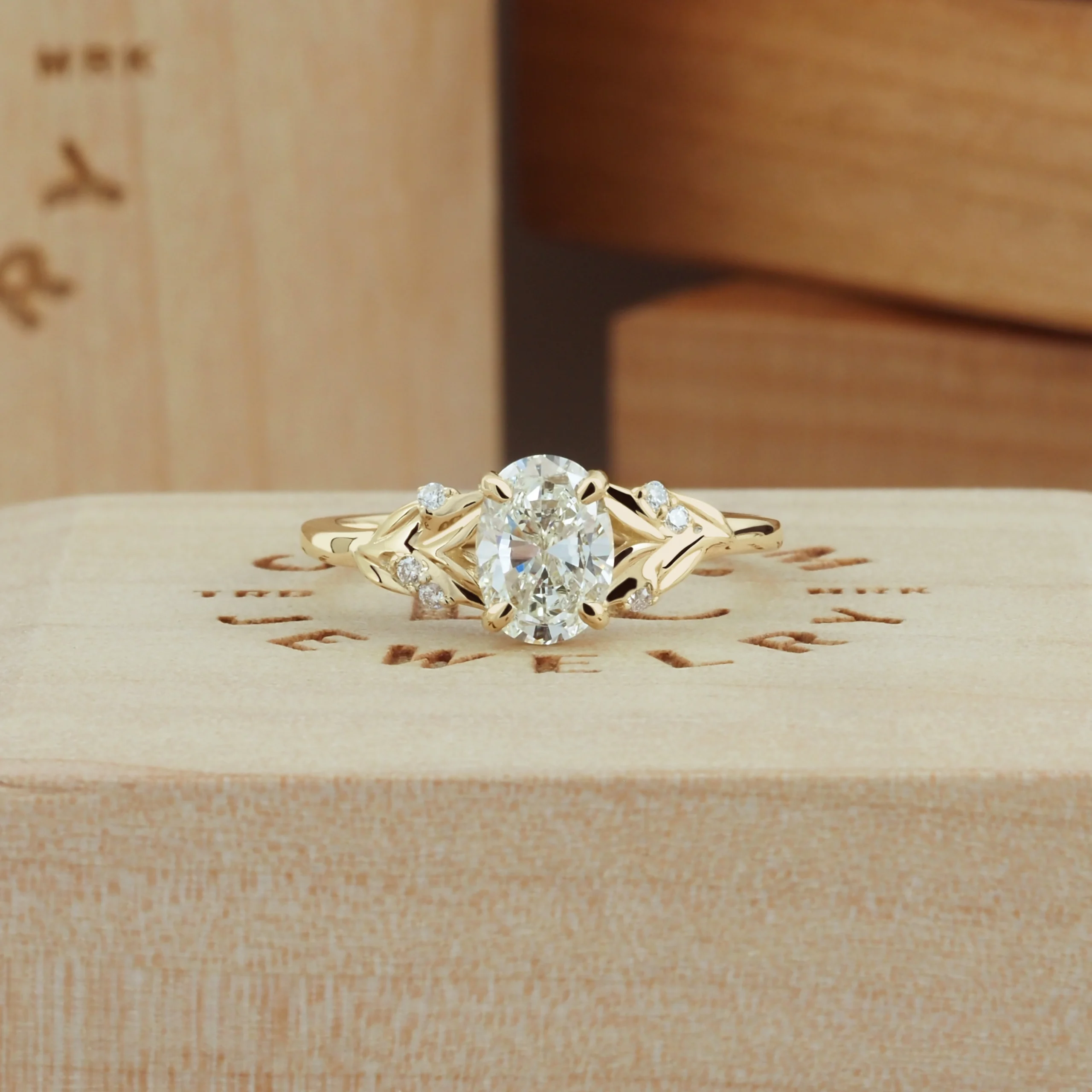 Custom Diamond Leaves Ring - Emily Chelsea