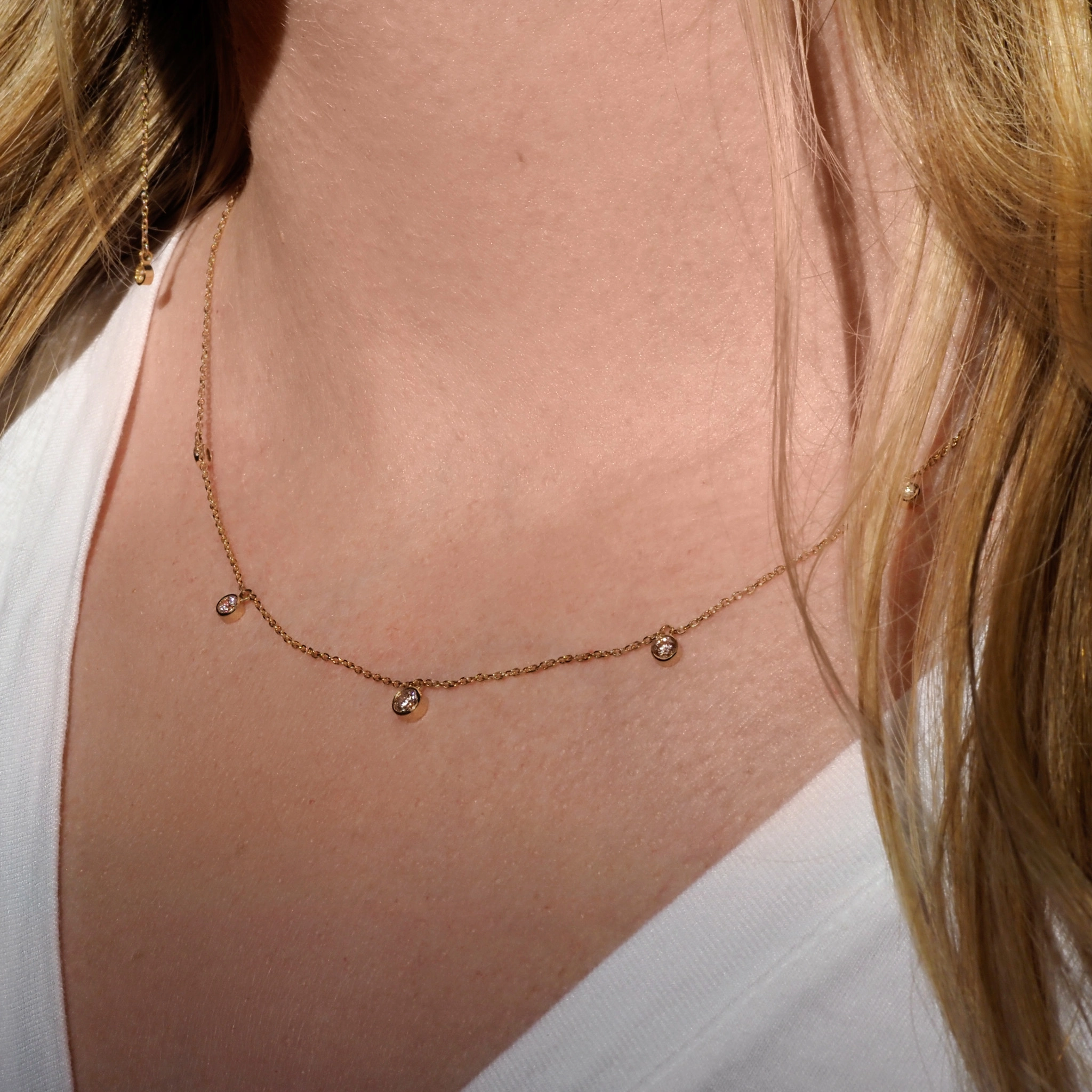 5 Stone Diamond Capsule Necklace - Emily Chelsea