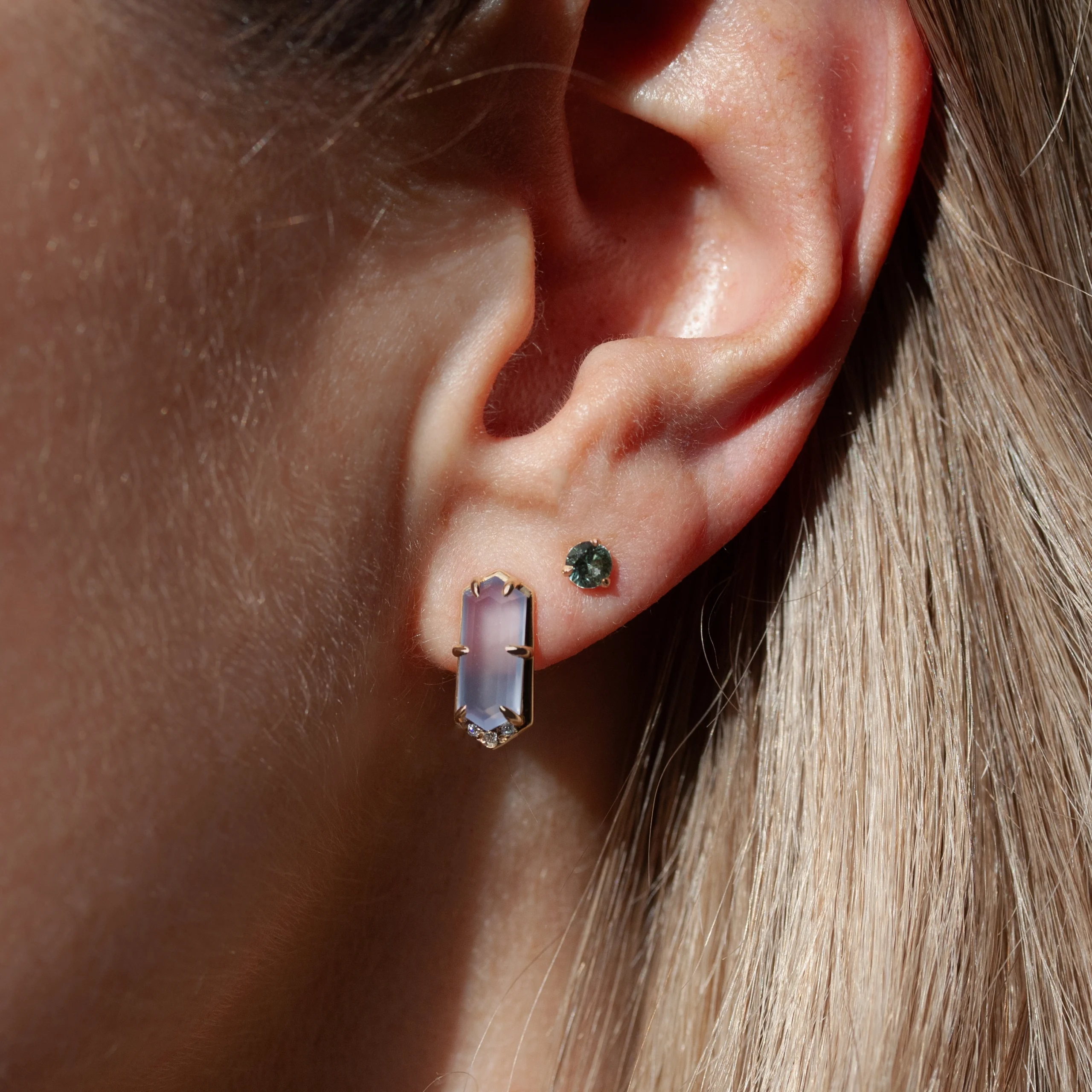 Chalcedony Dagger Studs - Emily Chelsea