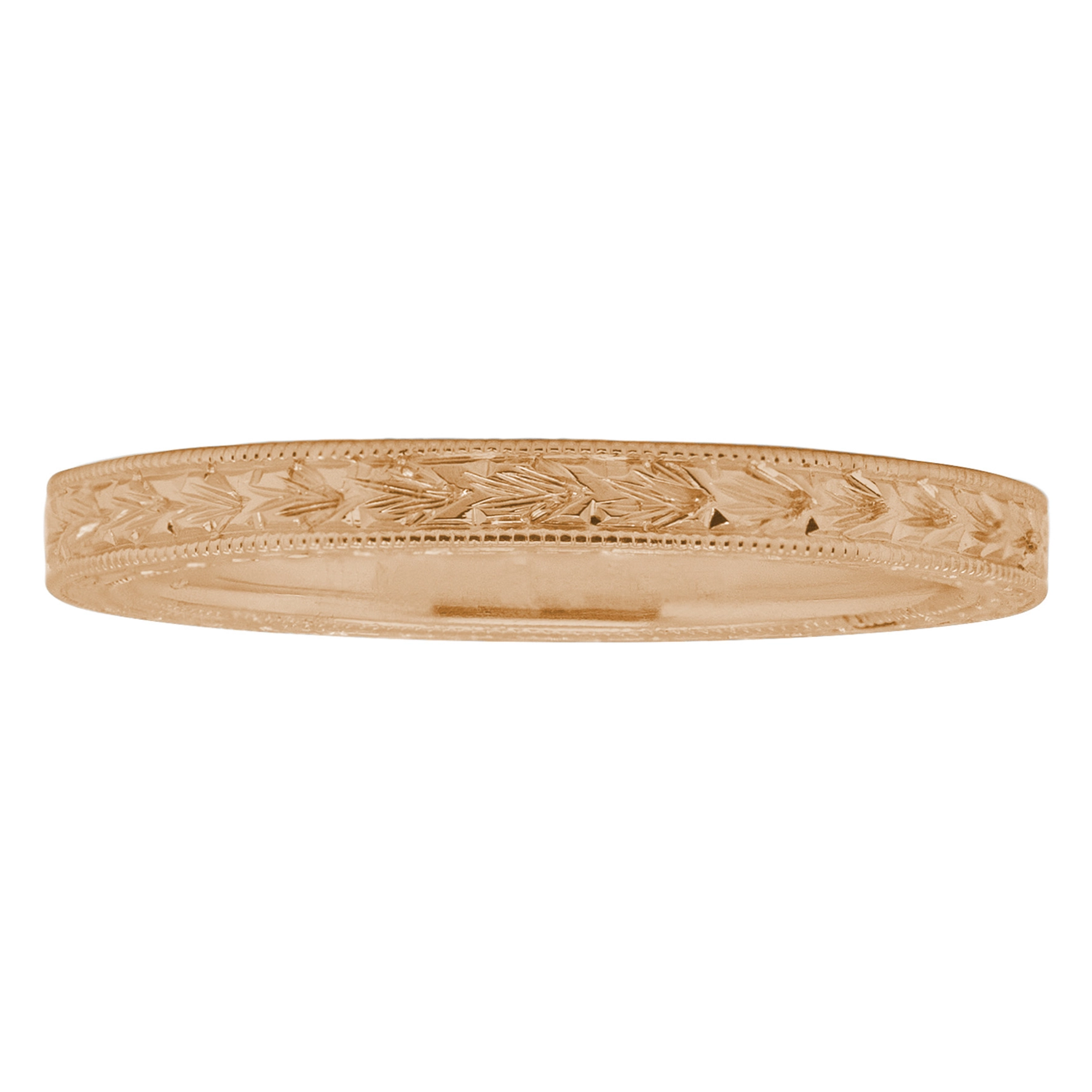 Standard 3-Sided Leaf Hand Engraved Band 2mm - Emily Chelsea