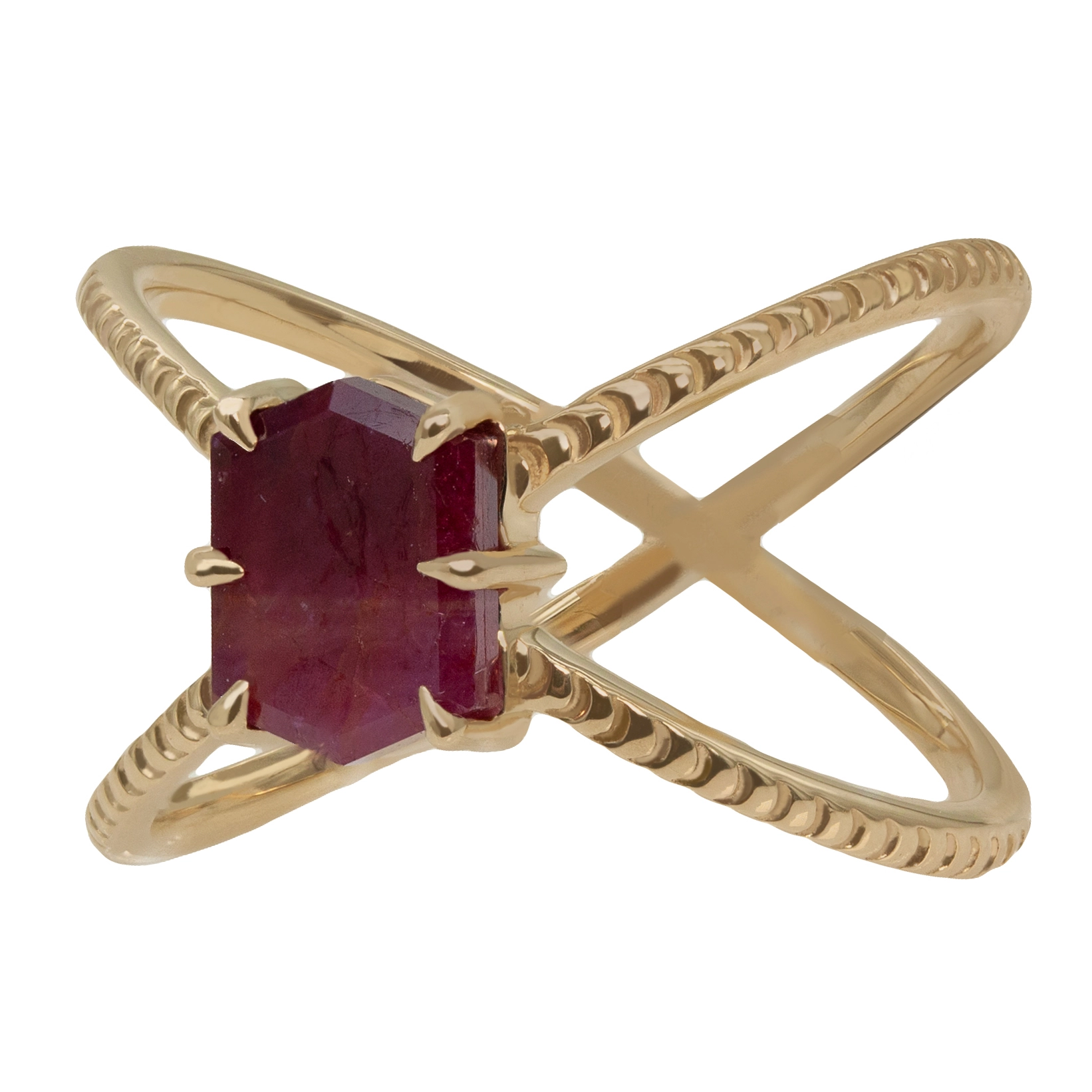 Ruby Crossover Ring - Emily Chelsea