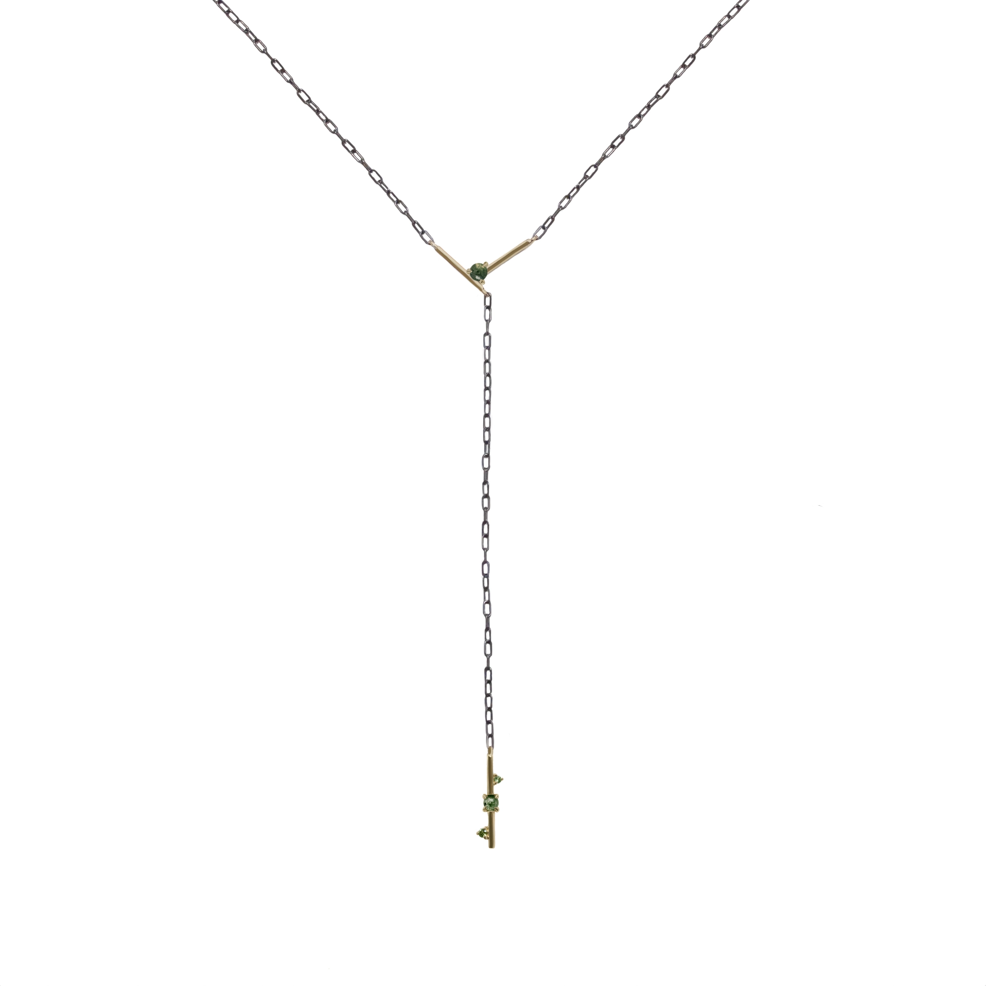 Plunge Necklace with Moss Agate | Emily Chelsea Jewelry
