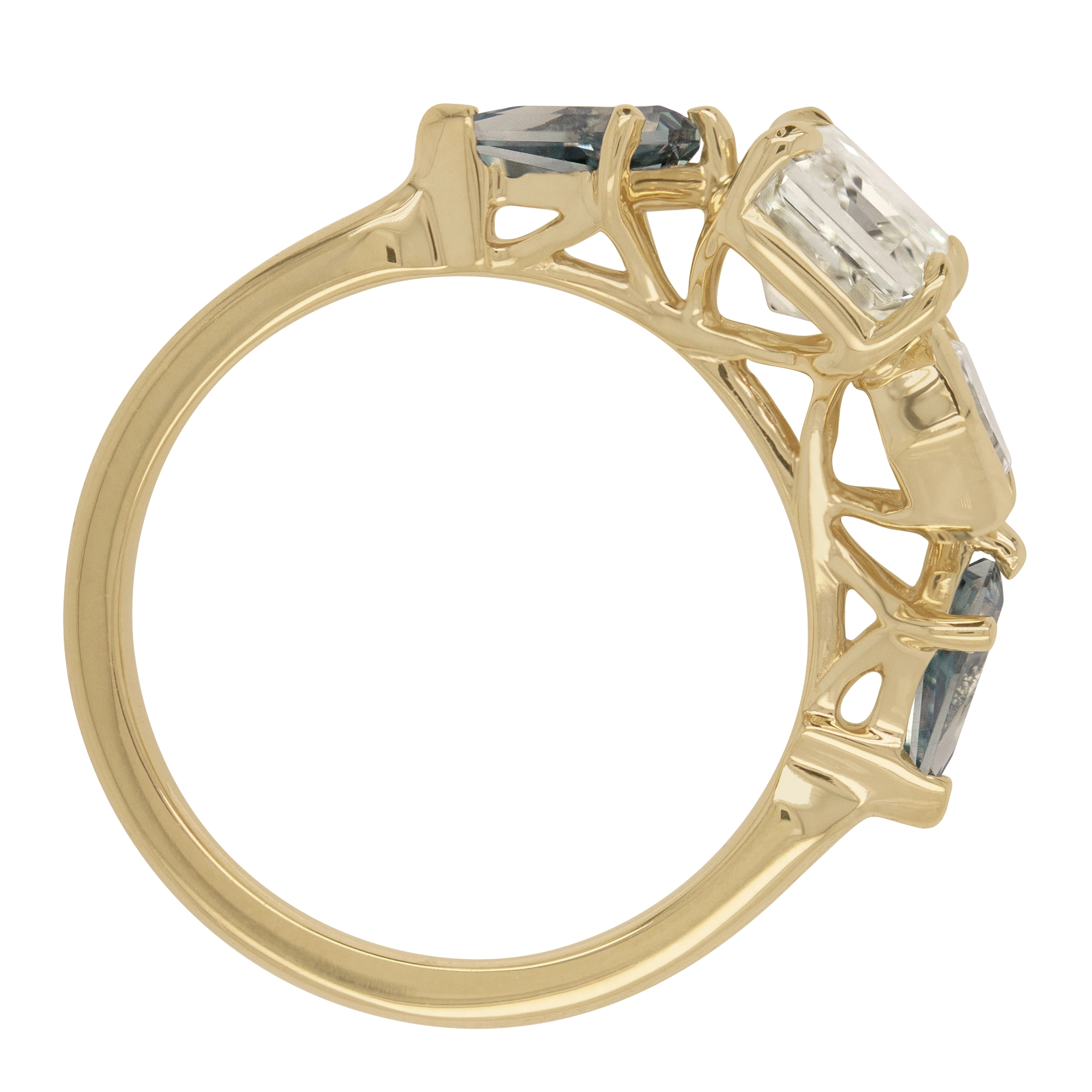 Custom Two Stone Sapphire Kite Ring - Emily Chelsea