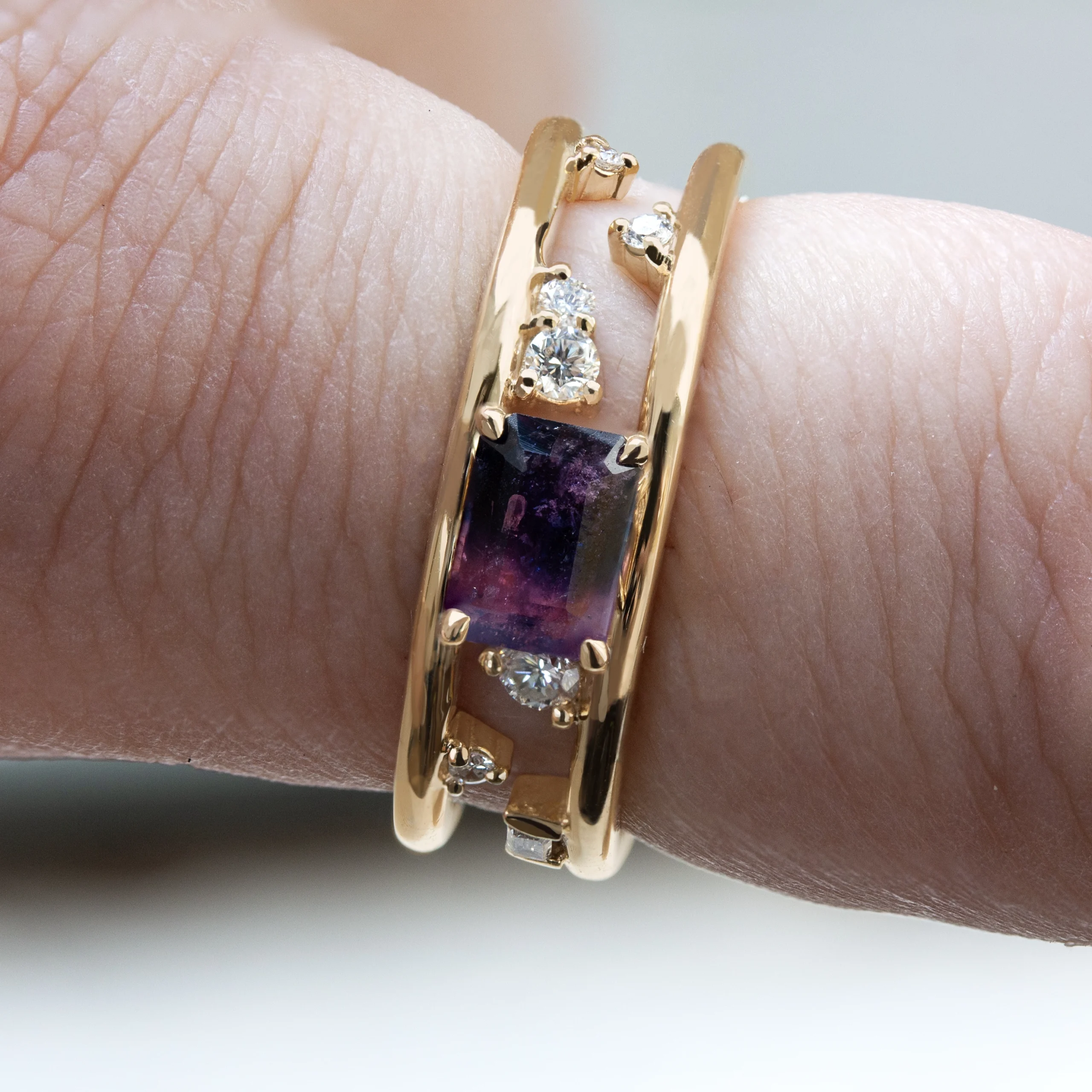 Space And Time Ring With A 1.14ct Winza Sapphire - Emily Chelsea
