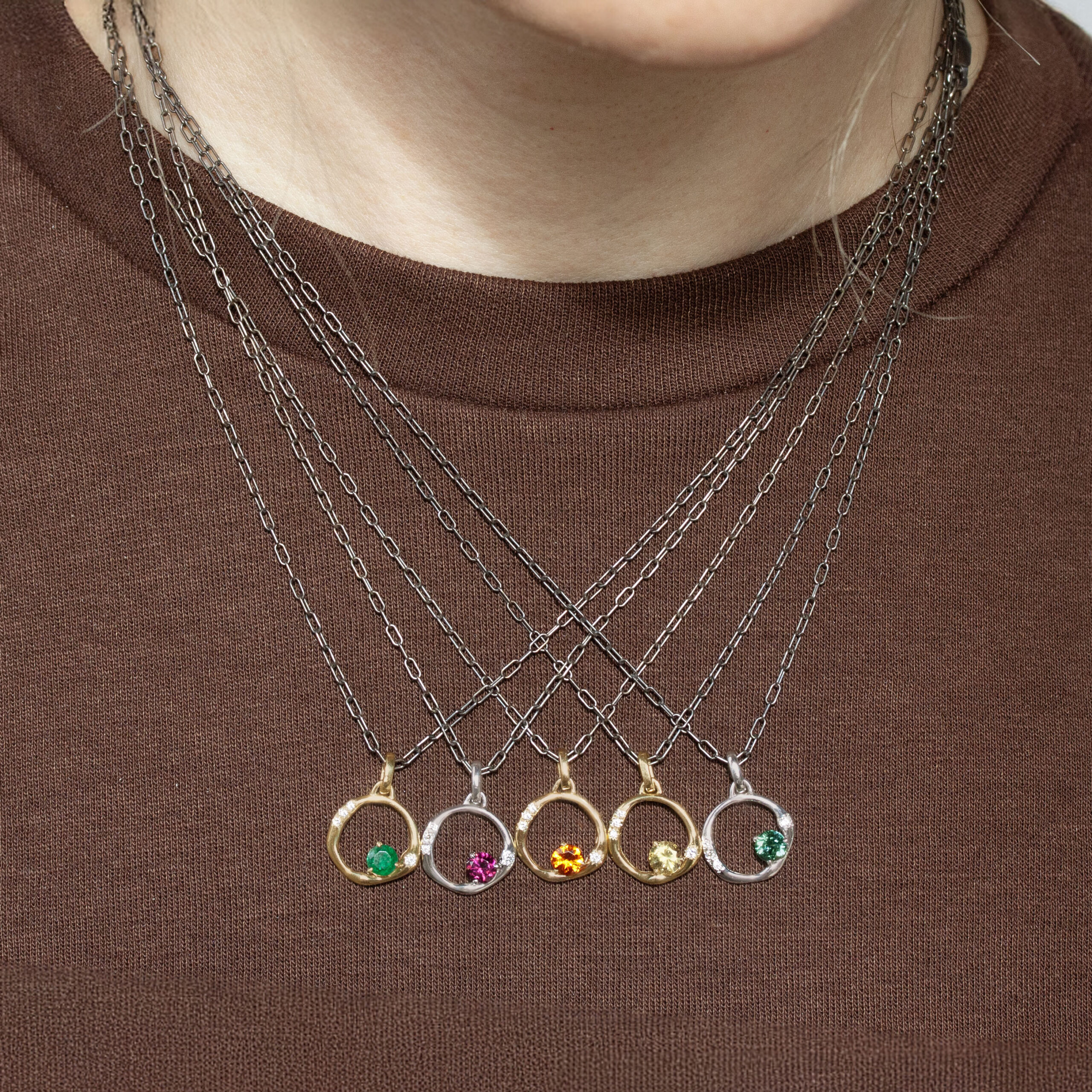 Limited Edition Aura Necklace No. 5 With Emerald - Emily Chelsea