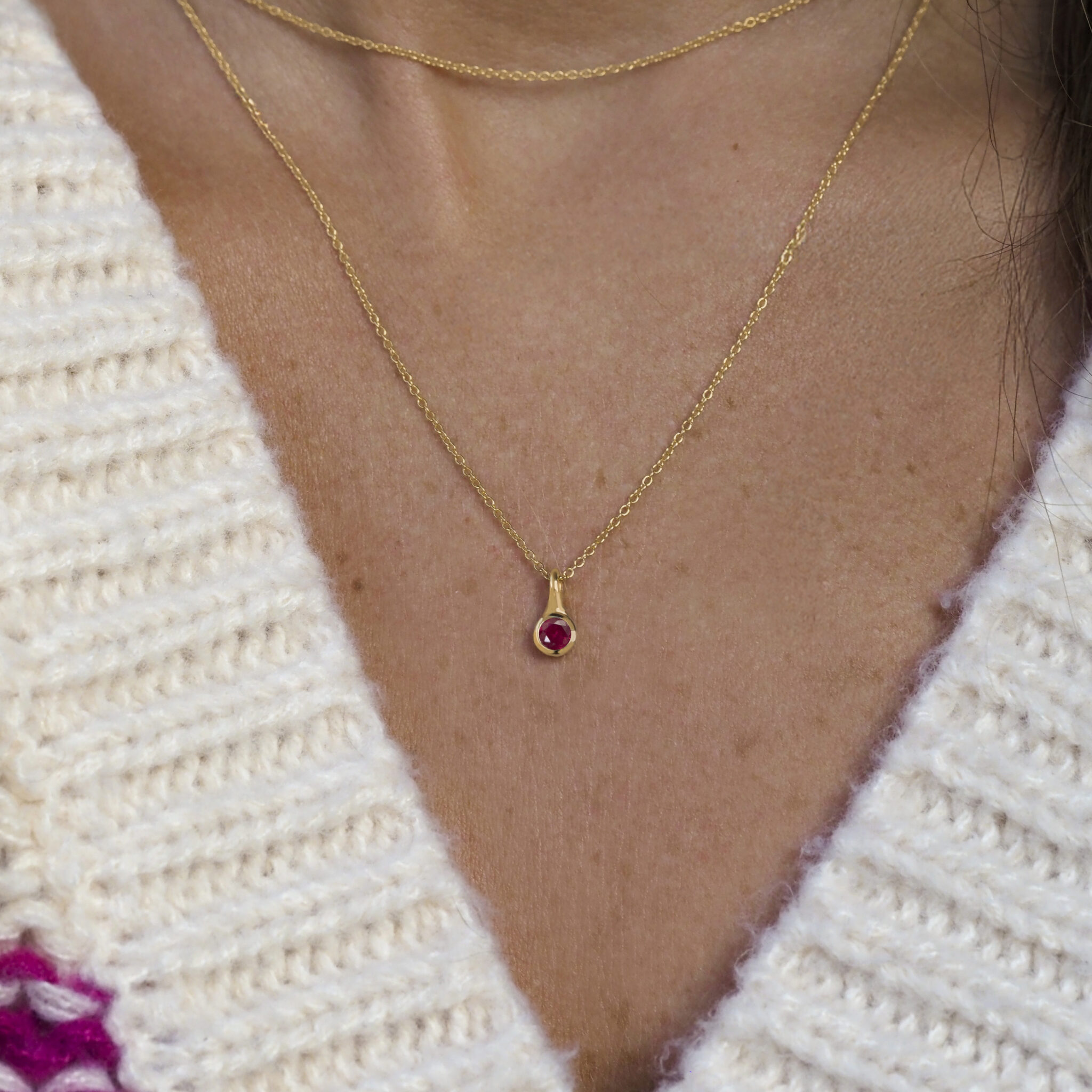Ruby Capsule Necklace - Emily Chelsea